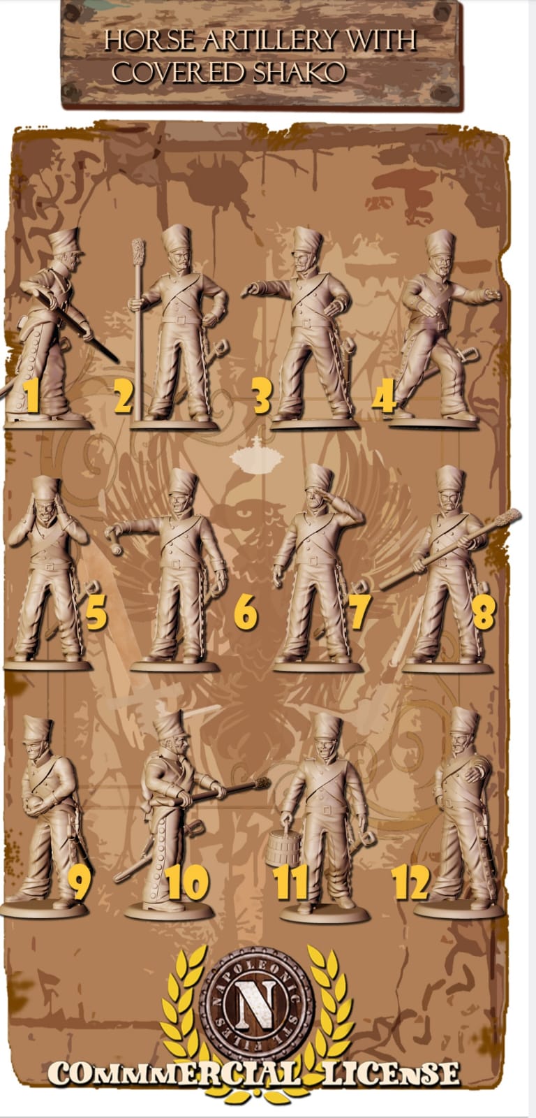 NAPOLEONIC STL FILES PRUSSIAN HORSE ARTILLERY with covered shako 28mm ...